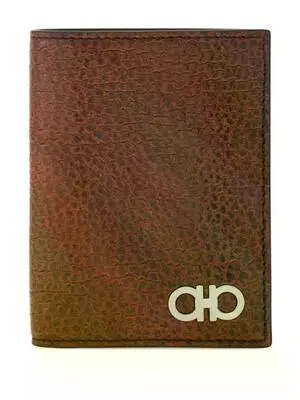 FERRAGAMO Textured Gancini Card Holder - Brown