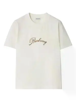 Burberry Cursive Logo Cotton T-shirt - White