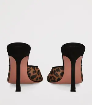Amina Muaddi Mesh Leopard Print Alexa Mules 95 - Brown