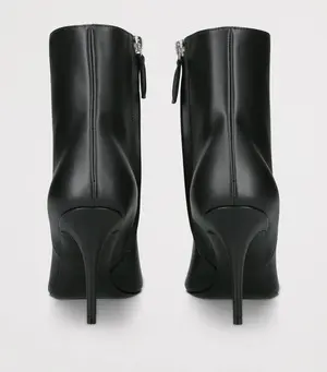 Amina Muaddi Leather Barbara Heeled Ankle Boots 90