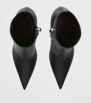 Amina Muaddi Leather Barbara Heeled Ankle Boots 90