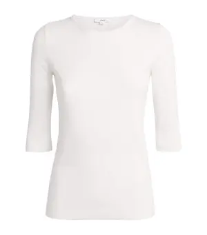 Vince Ribbed Elbow-sleeve T-shirt - White