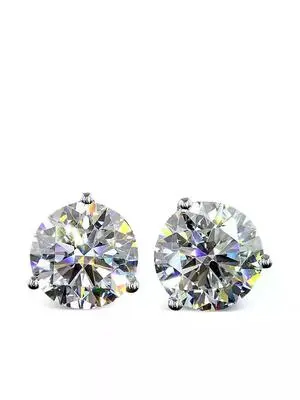 JEWELS AFICIONADO 14k White Gold Diamond Stud Earrings - Silver