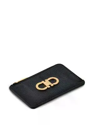 FERRAGAMO Gancio Zip Credit Card Holder - Black