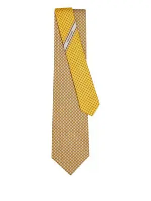 FERRAGAMO Printed Silk Neck Tie - Yellow