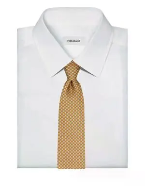 FERRAGAMO Printed Silk Neck Tie - Yellow