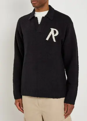 REPRESENT Boucle Knit Cotton-blend Polo Jumper - Black
