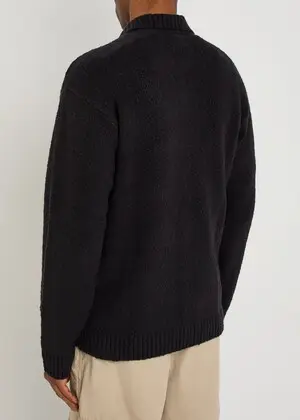 REPRESENT Boucle Knit Cotton-blend Polo Jumper - Black
