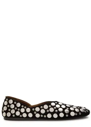 Khaite Jane Stud-embellished Leather Ballet Flats - Black