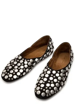 Khaite Jane Stud-embellished Leather Ballet Flats - Black