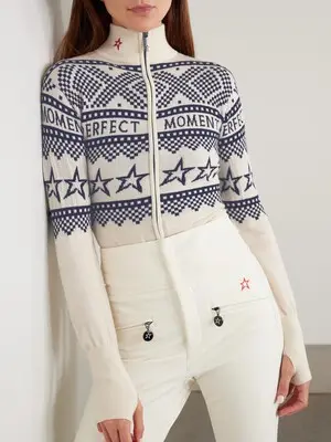 Perfect Moment Holiday Intarsia Merino Wool Bodysuit - White