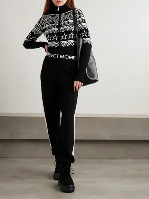 Perfect Moment Holiday Intarsia Merino Wool Bodysuit - Black