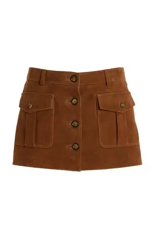 THE GARMENT Goatskin Suede Mini Skirt - Brown
