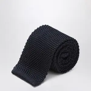 Brunello Cucinelli Navy Knit Tie - Blue