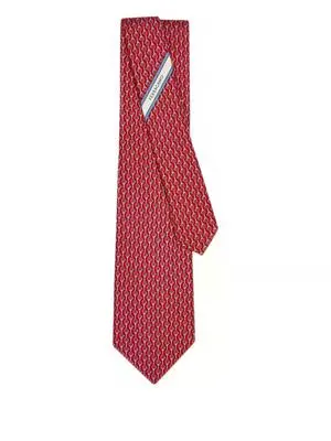 FERRAGAMO Tennis-print Silk Tie - Red