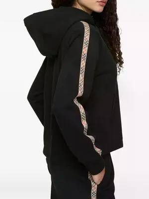 Burberry Checked-trim Zip-up Hoodie - Black