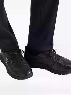 Prada Leather Sneakers With Shearling Lining - Black