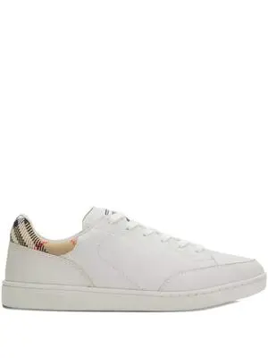 Burberry Leather Low-top Sneakers With Check Cuff