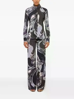 Emilio Pucci Orchidee Print Satin Jersey Shirt