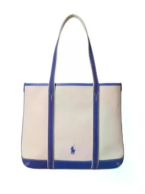 Polo Ralph Lauren Canvas Tote Bag With Embroidered Patch - Neutrals