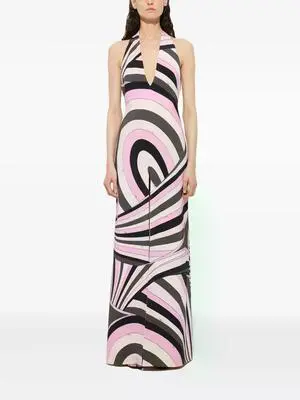 Emilio Pucci Printed V-neck Long Dress