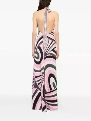 Emilio Pucci Printed V-neck Long Dress