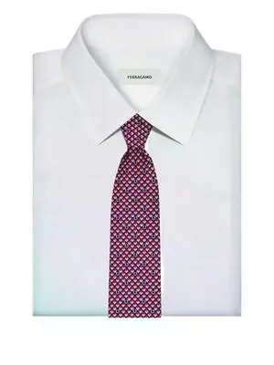 FERRAGAMO Heart And Gancini Print Neck Tie