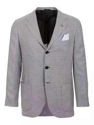 Kiton Houndstooth Pocket Blazer - Grey