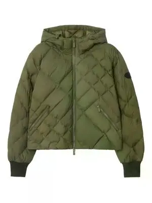 Burberry Check-stitch Hooded Puffer Jacket - Green