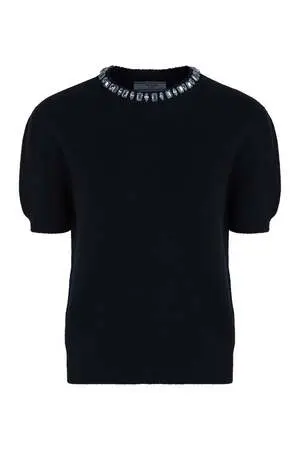Prada Crew Neck Wool And Cashmere Sweater - Blue