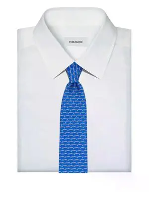 FERRAGAMO Printed Silk Tie - Blue