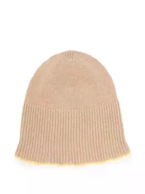 BARRIE Ribbed-trim Beanie Hat - Neutrals
