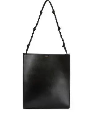 JIL SANDER Tangle Shoulder Bag With Knotted Strap And Embossed Logo - Black