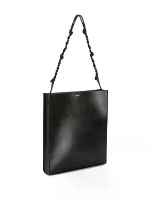 JIL SANDER Tangle Shoulder Bag With Knotted Strap And Embossed Logo - Black