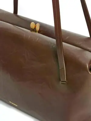 JIL SANDER Goji Embossed Logo Shoulder Bag - Brown