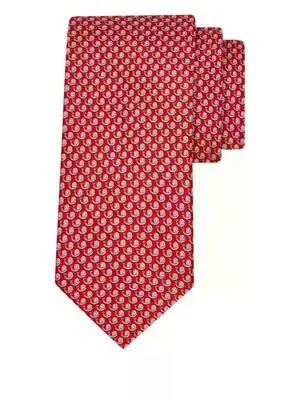 FERRAGAMO Snail Print Silk Neck Tie - Red