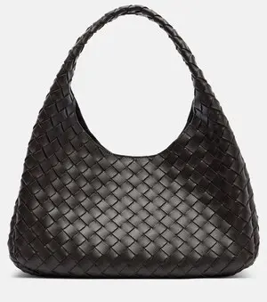 Bottega Veneta Campana Intrecciato Leather Shoulder Bag - Brown
