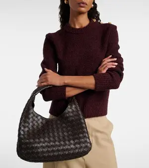 Bottega Veneta Campana Intrecciato Leather Shoulder Bag - Brown