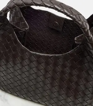 Bottega Veneta Campana Intrecciato Leather Shoulder Bag - Brown