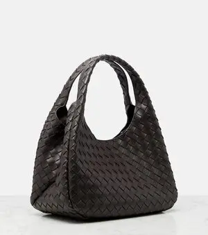 Bottega Veneta Campana Intrecciato Leather Shoulder Bag - Brown