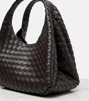 Bottega Veneta Campana Intrecciato Leather Shoulder Bag - Brown
