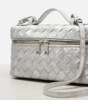 Bottega Veneta Metallic Leather Vanity Bag - Silver