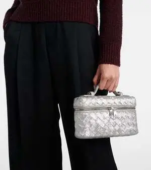 Bottega Veneta Metallic Leather Vanity Bag - Silver