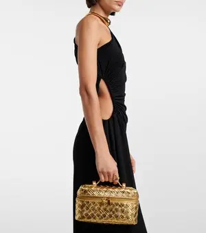 Bottega Veneta Bang Bang Metallic Leather Vanity Bag - Gold