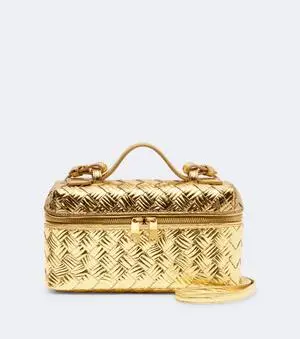Bottega Veneta Bang Bang Metallic Leather Vanity Bag - Nude