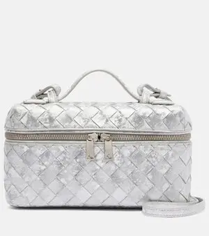 Bottega Veneta Metallic Leather Vanity Bag - Silver