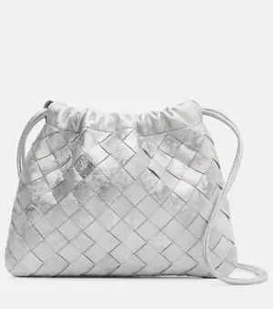 BOTTEGA VENETA Intrecciato Small Metallic Leather Pouch