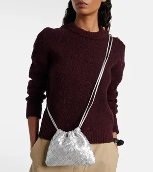 Bottega Veneta Intrecciato Small Metallic Leather Pouch