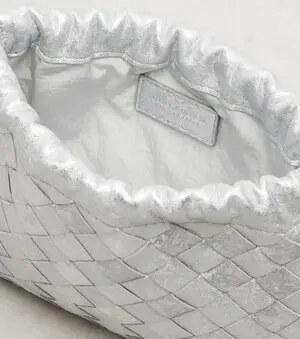 Bottega Veneta Intrecciato Small Metallic Leather Pouch