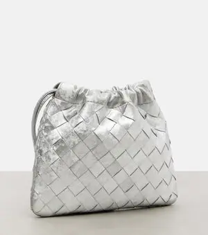 Bottega Veneta Intrecciato Small Metallic Leather Pouch